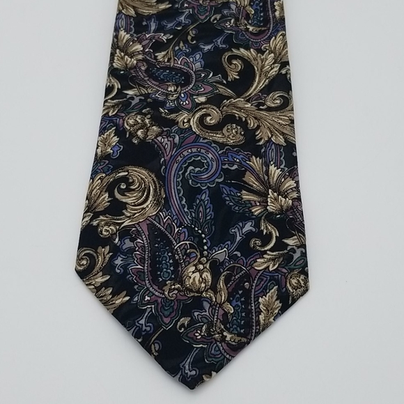 Accessories | Vintage Paisley Print Mens Tie Scroll Blue Purple | Poshmark